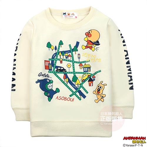 (anpanman)Bread Superman Map Long Sleeve Brush T Meter