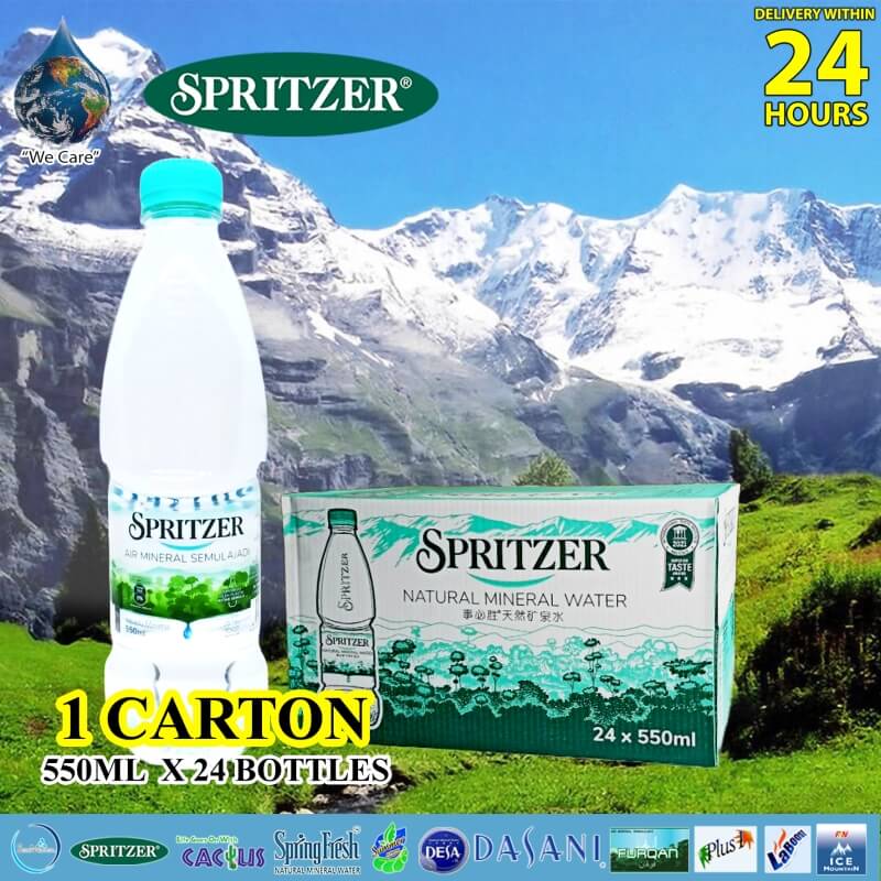 PACKAGE OF 1 CARTON : SPRITZER MINERAL WATER 550ML x 24 BOTTLES
